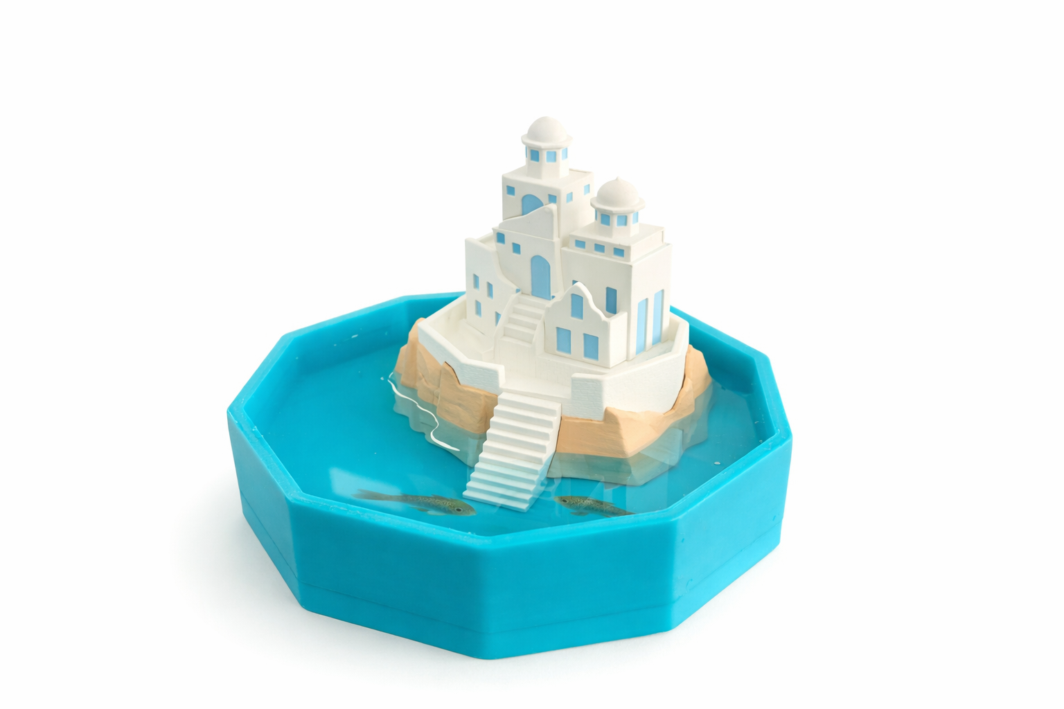 Santorini Floating Island Fish Tank - 一雕造物 | Nexprint: Free 3D Model ...